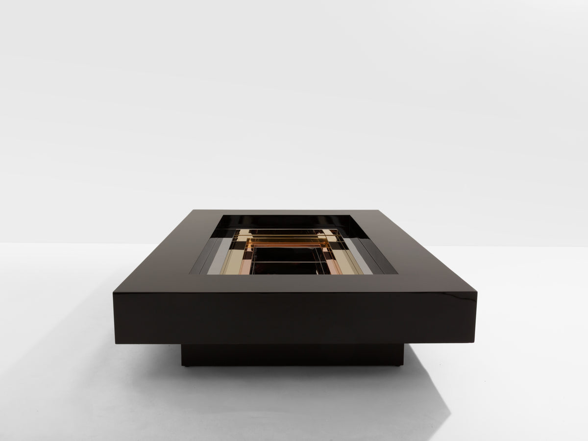 Alain Delon for Maison Jansen brass chrome lacquered coffee table 1972 ...