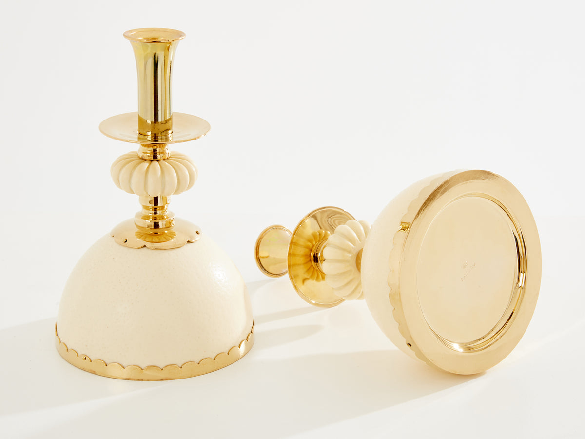 Christian Dior pair of ostrich eggs candle holders brass 1970s – Maison ...