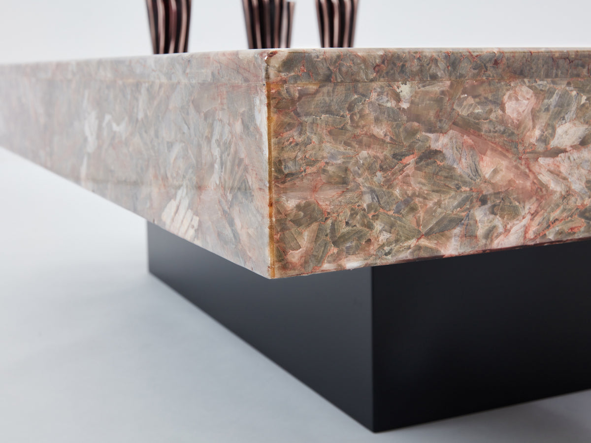 Italian rose crystalline alabaster coffee table late 1970s – Maison Cedric