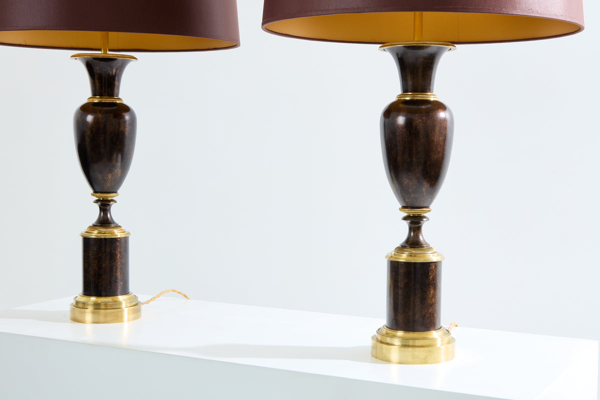 Maison Charles pair of patinated brass lamps 1950s – Maison Cedric