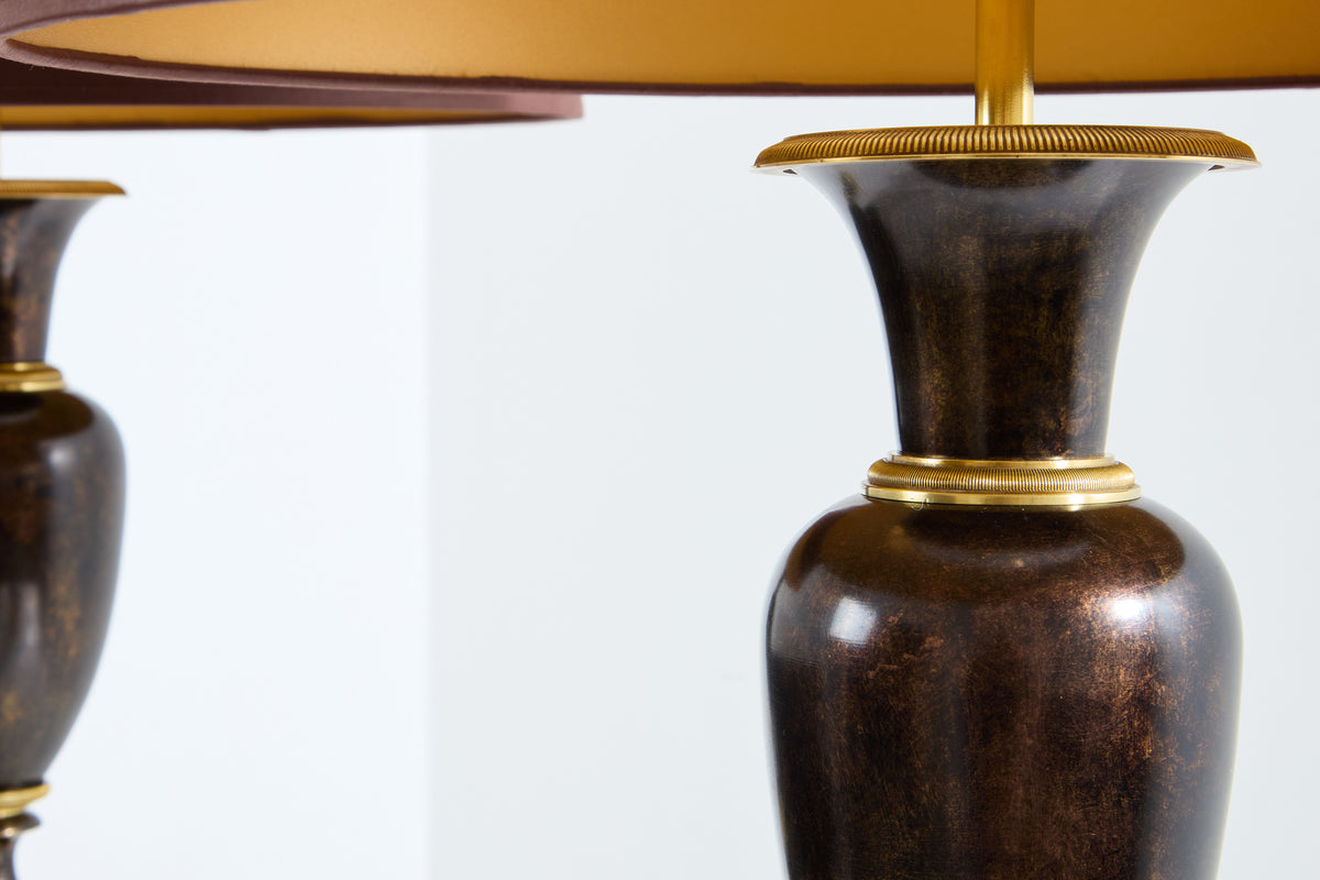 Maison Charles pair of patinated brass lamps 1950s – Maison Cedric
