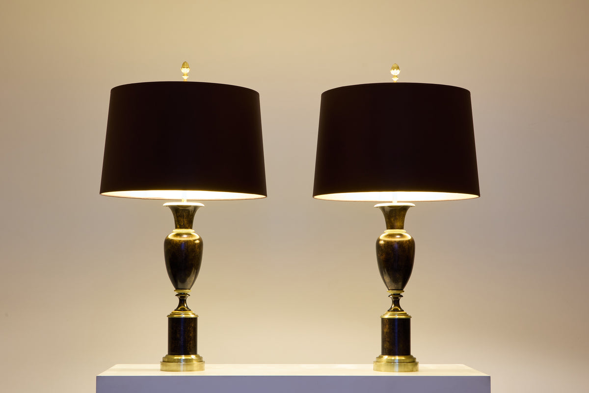 Maison Charles pair of patinated brass lamps 1950s – Maison Cedric