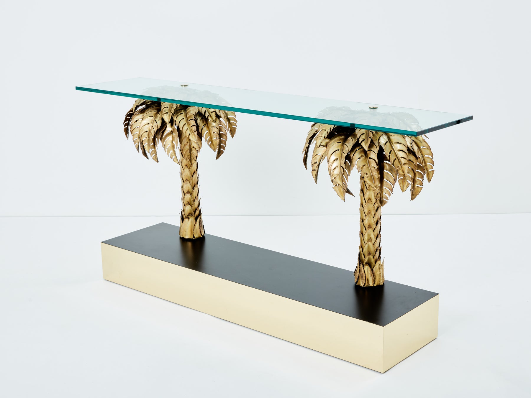 Maison Jansen brass palm tree console table 1970s – Maison Cedric