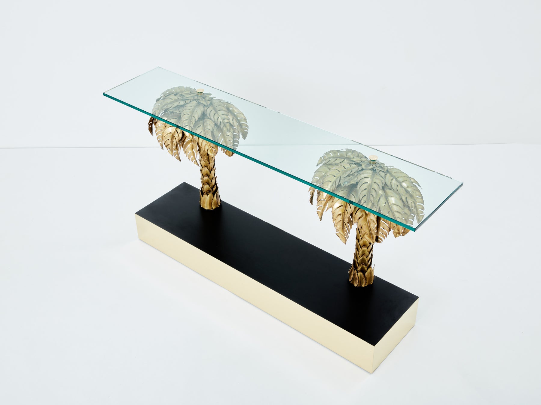 Maison Jansen brass palm tree console table 1970s – Maison Cedric