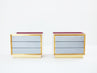 Maison Jansen raspberry lacquer brass mirrored nightstands 1970s ...