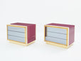 Maison Jansen raspberry lacquer brass mirrored nightstands 1970s ...